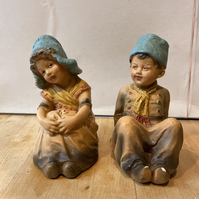 ROMAN ART CO. Inc. Robia Ware Dutch Boy And Girl Chalkware Sculptures £ ...