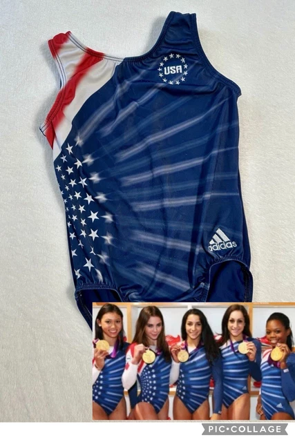 GK ELITE GYMNASTICS ADIDAS Leotard TEAM USA Fade FLAG Stars OLYMPIC ...