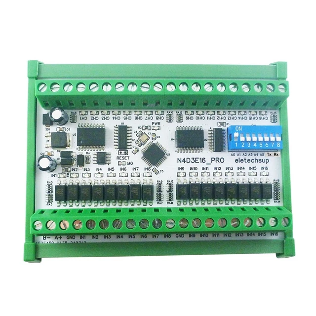 16DI-16DO RS485 TWO-WAY Remote Control Module Modbus RTU PLC Board ...