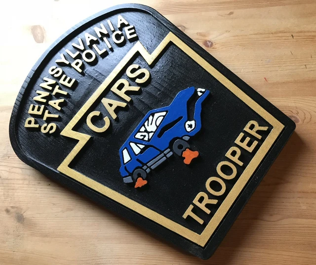 POLICE STATE TROOPER Cars 3D routed wood Patch Plaque Sign Custom £54. ...
