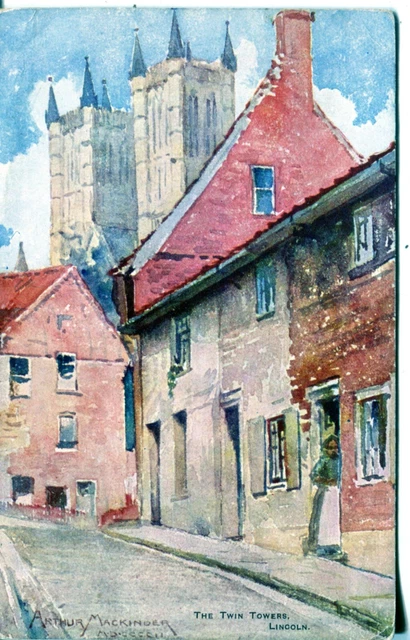 UK LINCOLN - Twin Towers vintage by Artist Mackinder Ruddock published ...
