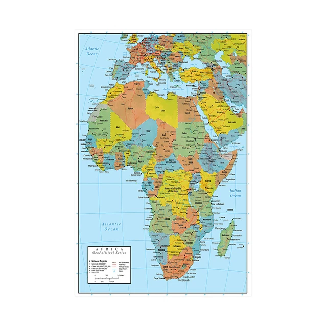 POLITICAL MAP OF Africa Educational Maps Prints Poster 3x5ft £7.05 ...
