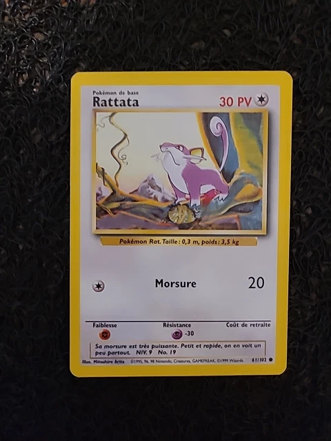 CARTE POKÉMON RATTATA 61/102 EDITION 2 ED2 Set de Base NM VF FR EUR 5,00 - PicClick FR