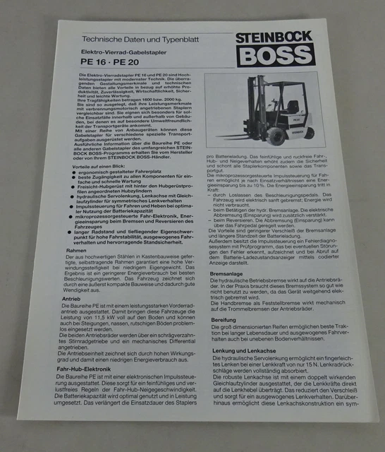 TECHNICAL DATA SHEET / Typenblatt Steinbock Boss Forklift PE16/PE20 £19 ...