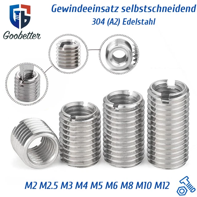GEWINDEEINSATZ SELBSTSCHNEIDEND EDELSTAHL A2 M2 Bis M12 ...