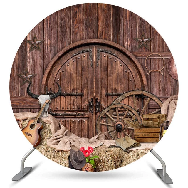 CIRCLE BROWN WOODEN And Western Cowboy Birthday Backdrop $37.90 ...