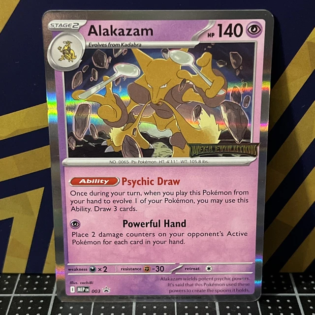 2025 POKÉMON TCG || Mega Evolution Black Star Promo || Alakazam #003 £0 ...