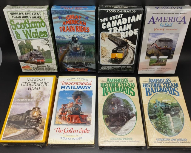 8X NEW TRAIN VHS Lot Locomotive Steam Railroad Railway Train Ride Video ...