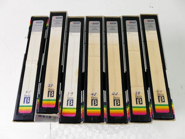 7X BETA VIDEOKASSETTE bespielte Leerkassette L750 BASF Chrom Betamax M ...