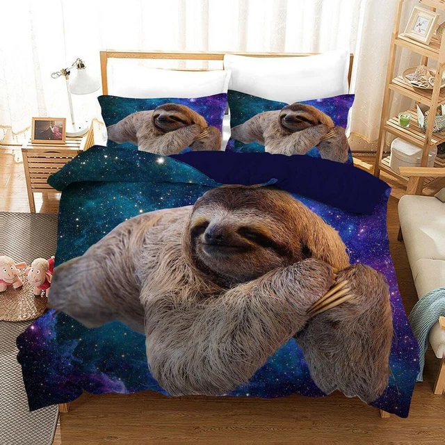 STARRY SKY SLEEPING Sloth Quilt Duvet Cover Set Bed Linen Children ...