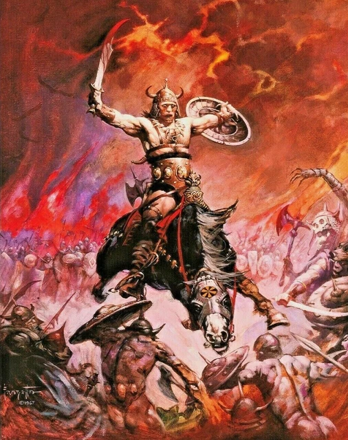 MINI POSTER &CONAN THE CONQUEROR" DI FRANK FRAZETTA cm.30 x 40 CARTA ...