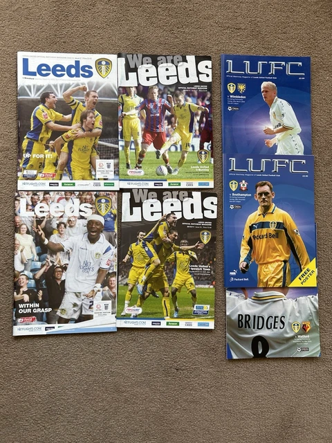 MIX OF 2000/ 2010 2011 Leeds United Football Ball Programs Job Lot £3. ...