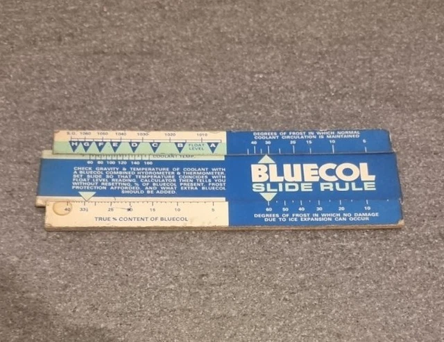 VINTAGE BLUECOL ANTI Freeze Strength Ruler Classic Veteren Car £13.95 ...