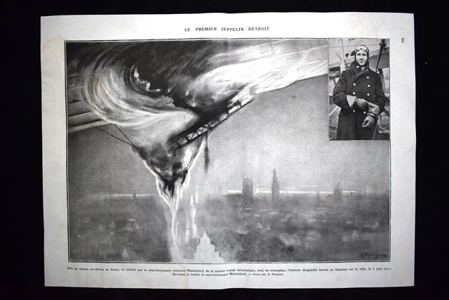 FIRST ZEPPELIN DESTROYED, Warneford Aviator, Sandringham WW1 Guerra ...