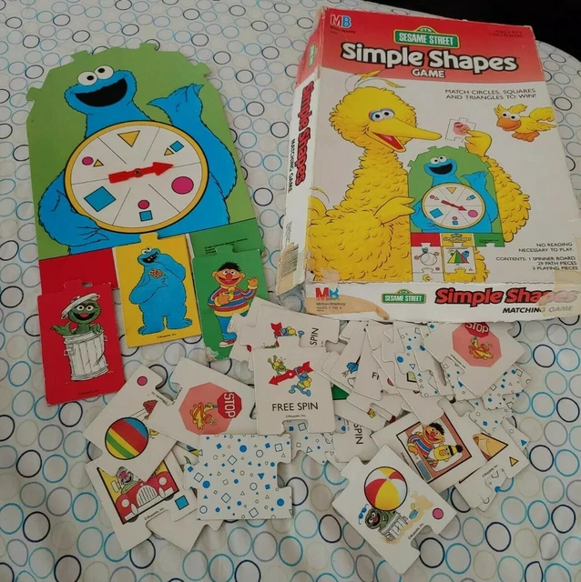 VINTAGE 1989 MILTON Bradley Sesame Street Simple Shapes Game-No Reading ...