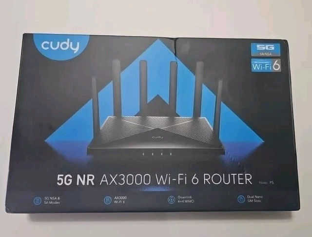 CUDY P5 5G NR AX3000 WiFi 6 CPE Router Dual Nano Sim Slots Black Open ...