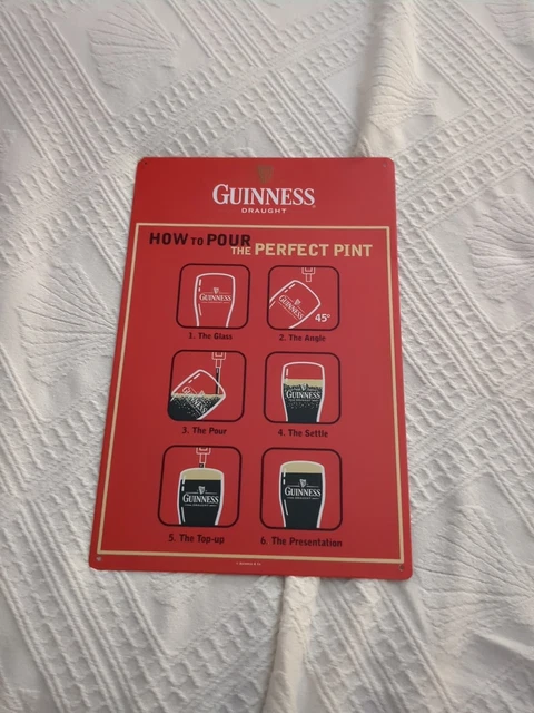 GUINNESS BEER HOW to Pour Metal Tin Sign Retro Vintage Style Garage Man ...