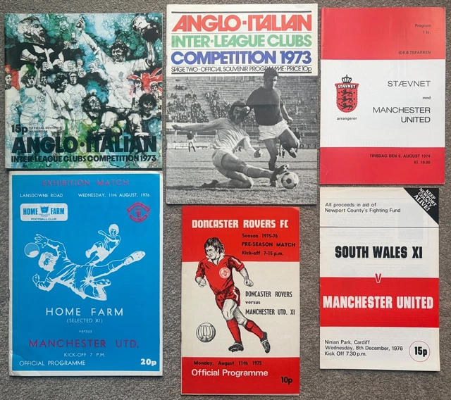 MANCHESTER UNITED FC 1970s FRIENDLY FOOTBALL PROGRAMME COLLECTION Man ...
