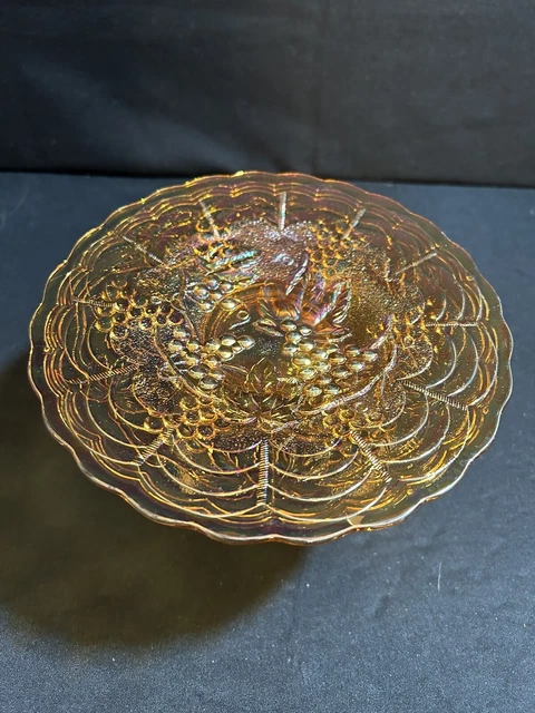VINTAGE IMPERIAL GLASS Marigold Carnival Glass Plate Grape Pattern 6 5/ ...