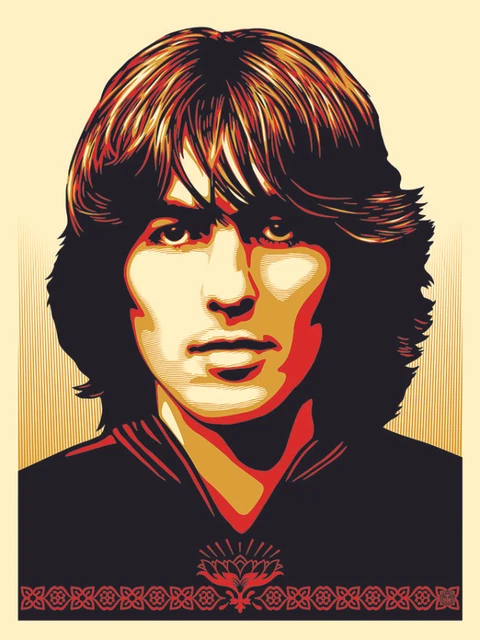 SHEPARD FAIREY HANDSIGN numbered orig work SEXY GEORGE HARRISON - THE ...