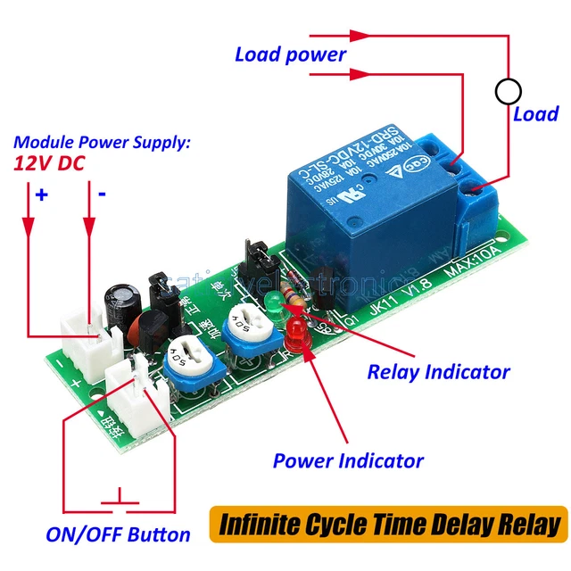 DC 12V INFINITE Cycle Delay Timing Timer Relay ON OFF Switch Loop ...