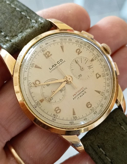 OROLOGIO LANCO CRONOGRAFO Valjoux Cal. 7765 Chronograph Laminato Oro G ...