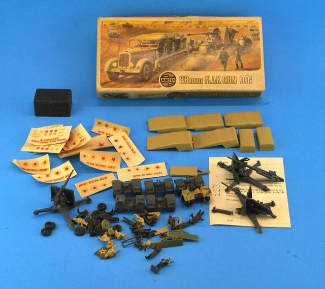 AIRFIX MODEL KIT 88mm Flak Gun Built Model KitBash Parts Soviet Decal ...