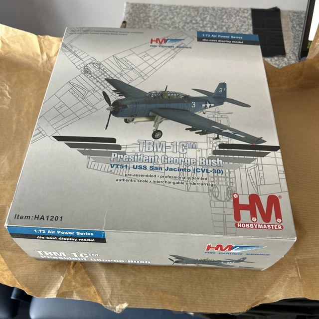 HOBBY MASTER HA1201 1/72 Grumman Tbm-1C Avenger Usn Vt-51 George Bush £ ...
