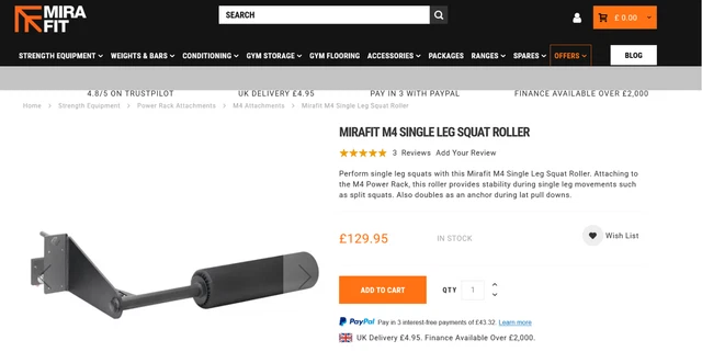 MIRAFIT M4 SQUAT Rack Split Squat Roller RRP £130 Leg Cushion Support ...