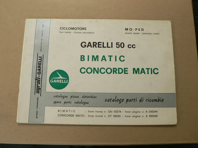 GARELLI 50 CC Bimatic And Concorde Matic Moped Spare Parts List 1977 ...