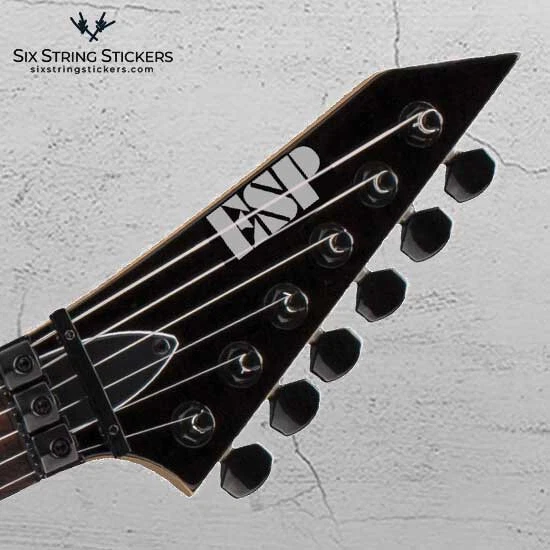 ESP WATERSLIDE HEADSTOCK Decal Logo Metallic Silver Restoration Luthier ...