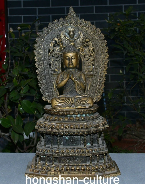18.5 &VIEUX CUIVRE pur tibétain 24K or Shakyamuni Shakyamuni Amitabha statue EUR 1.692,00 ...