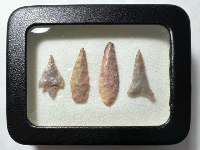 STONE AGE ANCIENT Neolithic Stone Arrowheads In Display Case! £40.84 - PicClick UK
