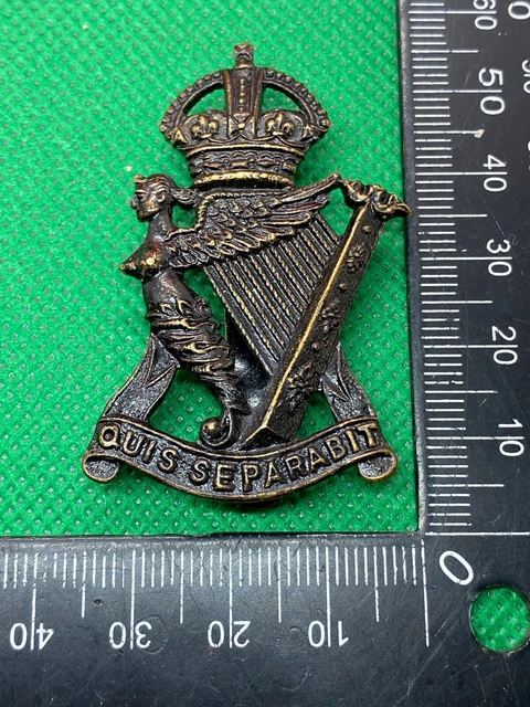 ORIGINAL BRITISH ARMY WW1 Royal Irish Rifles Regiment Blackened Cap ...