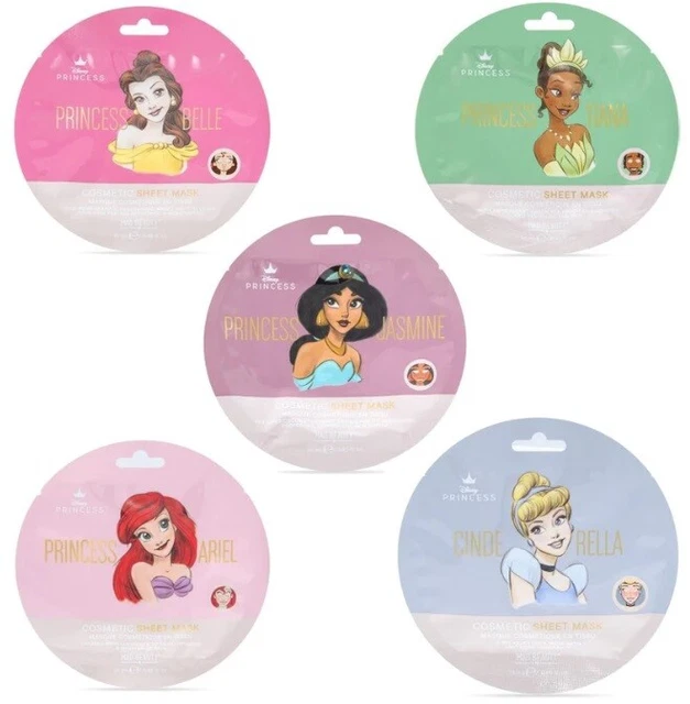 DISNEY PRINCESS SHEET Face Mask Collection Tiana Belle Cinderella ...
