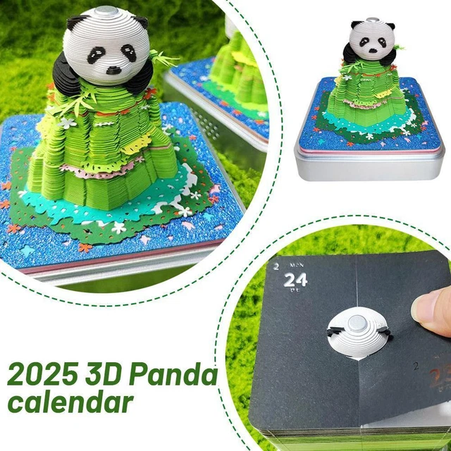 3D NOTEPAD 3D Art Calendar 2025 Panda Memo Pad Kawaii Sticky Blocks ...