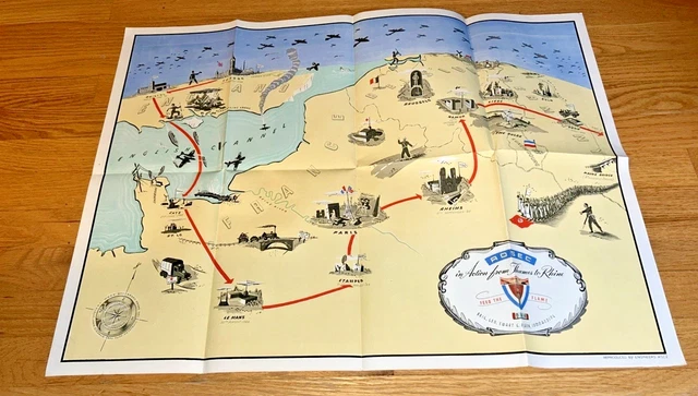 1945 WWII Pictorial ADSEC Map IN ACTION FROM THAMES TO RHINE £112.10 ...