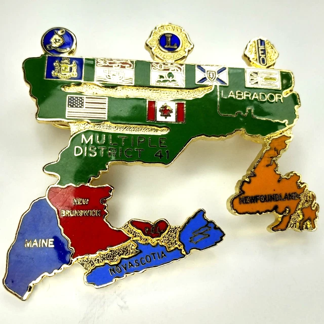LIONS CLUB MULTIPLE District 41 Pin Atlantic Canada Maine Newfoundland ...