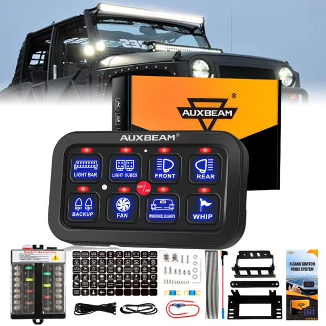 AUXBEAM 8 GANG Switch Panel LED Light Bar For Jeep Wrangler JL JK TJ YJ ...