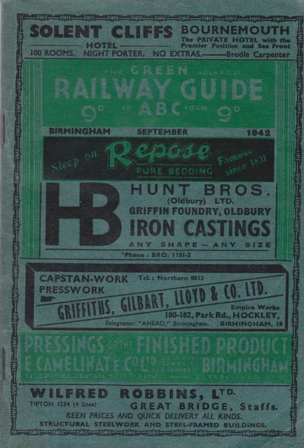 BIRMINGHAM ABC RAILWAY Timetable Book Sep 1942 £3.99 - PicClick UK