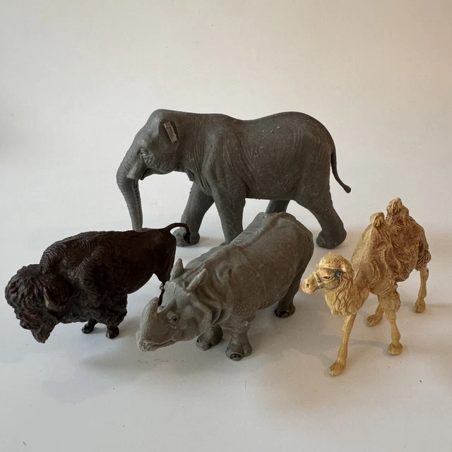 VINTAGE BRITAIN’S ANIMALS Bison Camel Rhino Elephant Figures Large £12. ...