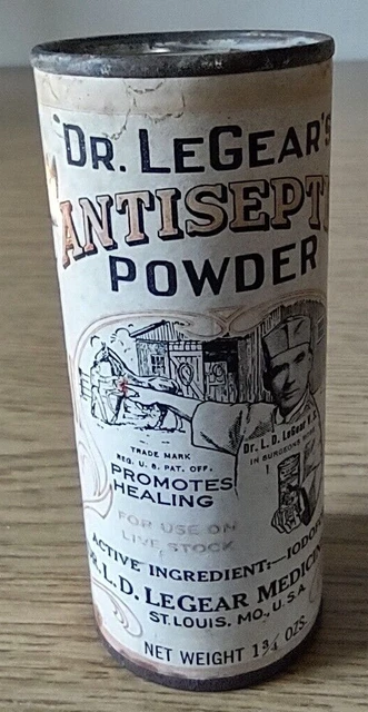 DR. LEGEAR'S LIVESTOCK Antiseptic Powder Can vintage £17.58 - PicClick UK