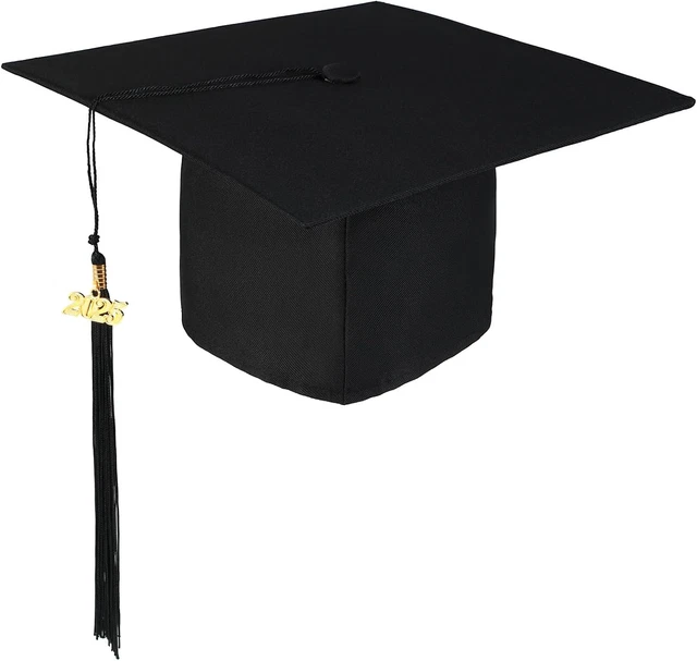 GREVOSEA BLACK GRADUATION Cap with 2025 Tassel Year Charm Grad Cap ...