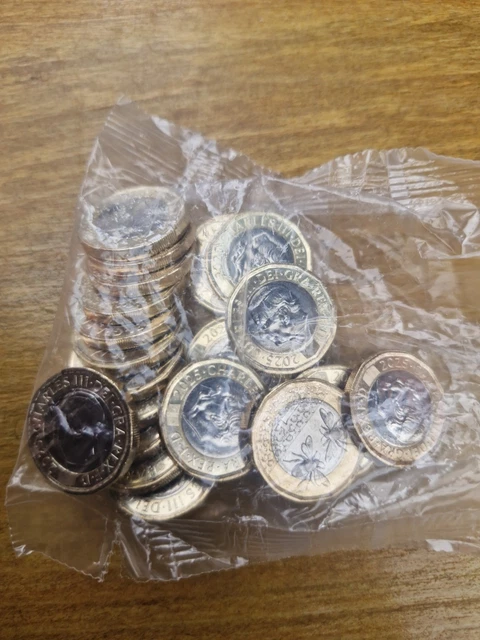 20 POUND BAG Of 2025 £1 One Pound Coin Bees Brilliant Uncirculated BU ...