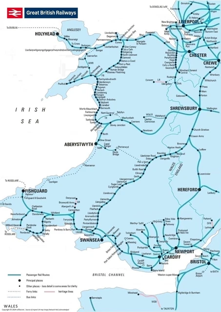 WALES TRAIN MAP (RAIL PASSENGER NETWORK) 2024 Size A3 £19.00 - PicClick UK
