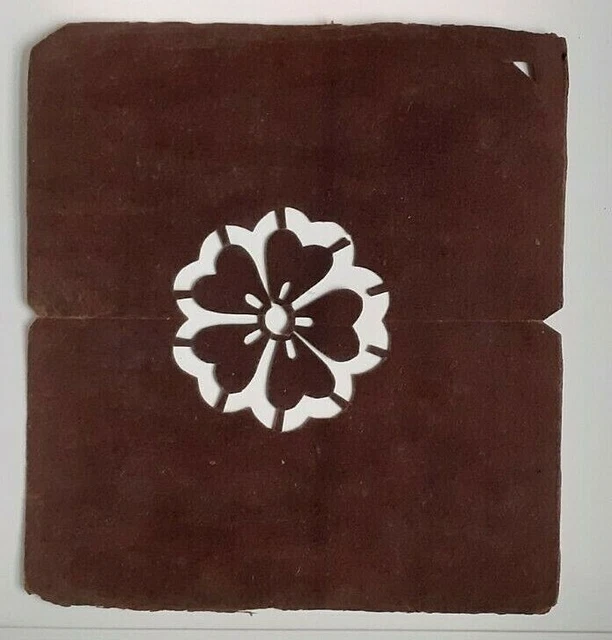 VINTAGE JAPANESE SAMURAI Katagami Kimono Stencil Mon / Kamon ' Ume ...
