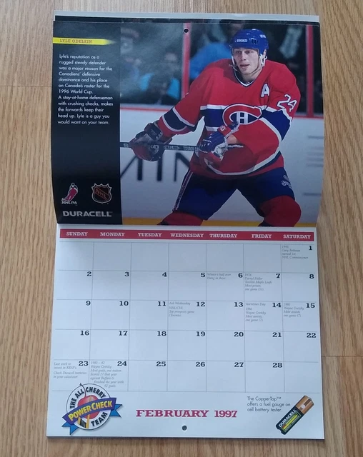 1997 DURACELL DON Cherry Nhl Hockey Calendar Sharp! Tie Domi Patrick ...