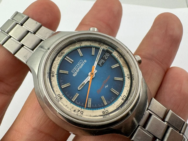 VINTAGE SEIKO 7015-8000 JDM Speed-Timer Chronograph Automatic Blue Dial ...