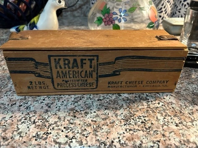 WOOD CHEESE BOX Kraft American 2 lb Primitive Vintage Collectible ...