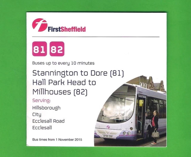 POCKET TIMETABLE ~ First Sheffield 81/2 - Stannington Dore Millhouses ...